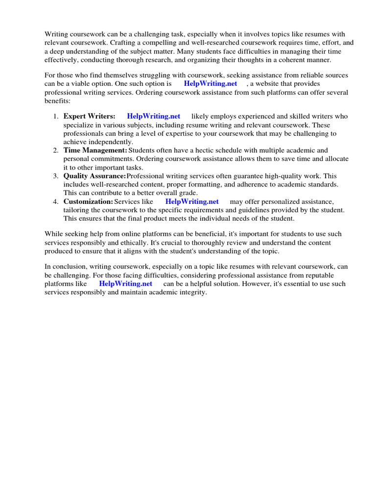 Resumes With Relevant Coursework | PDF | Résumé | Experience