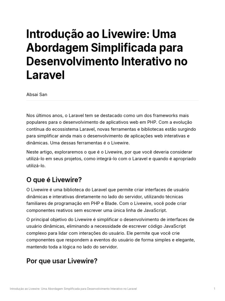 Introduo Ao Livewire Uma Abordagem Simplificada para Desenvolvimento ...