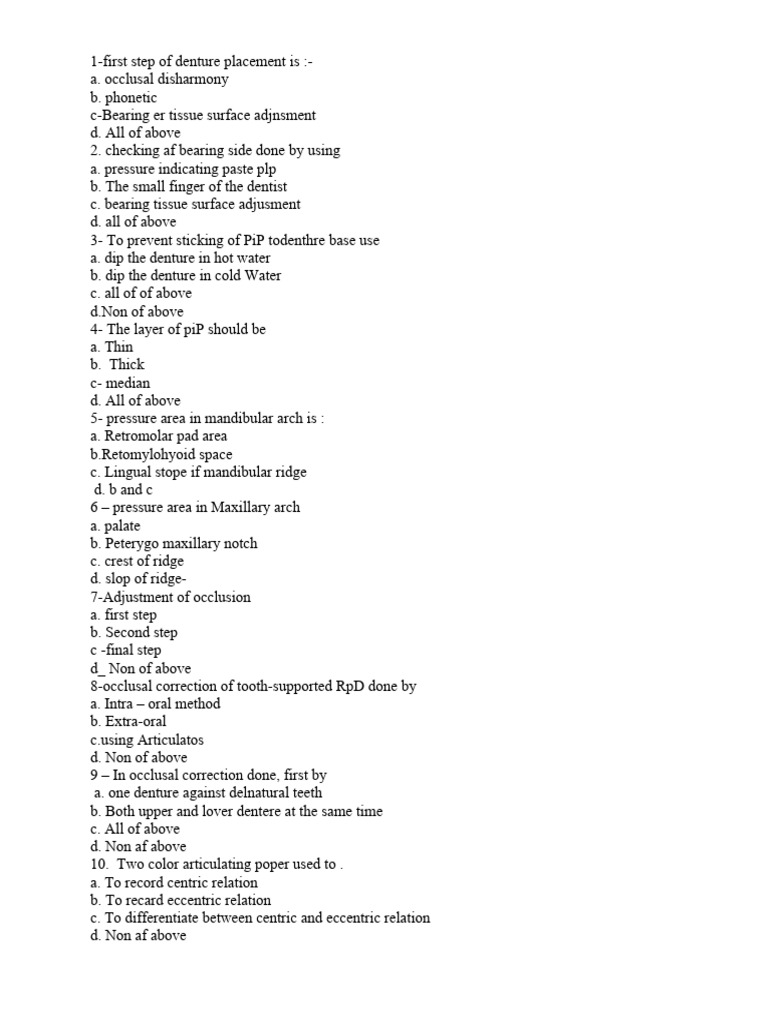 Denture Placement and Adjustment Guide | PDF | Dentures | Dentistry ...