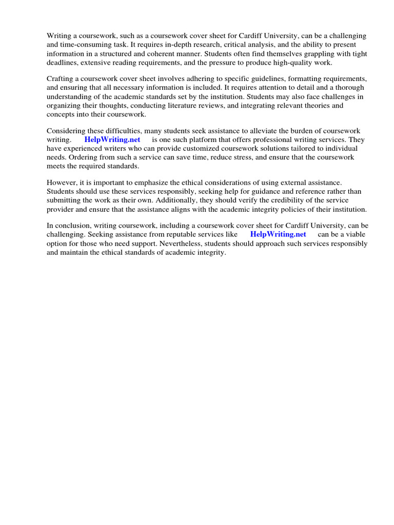 Coursework Cover Sheet Cardiff | PDF | Chaplain | Employment Coursework Cover Sheet Cardiff | PDF | Chaplain | Employment
