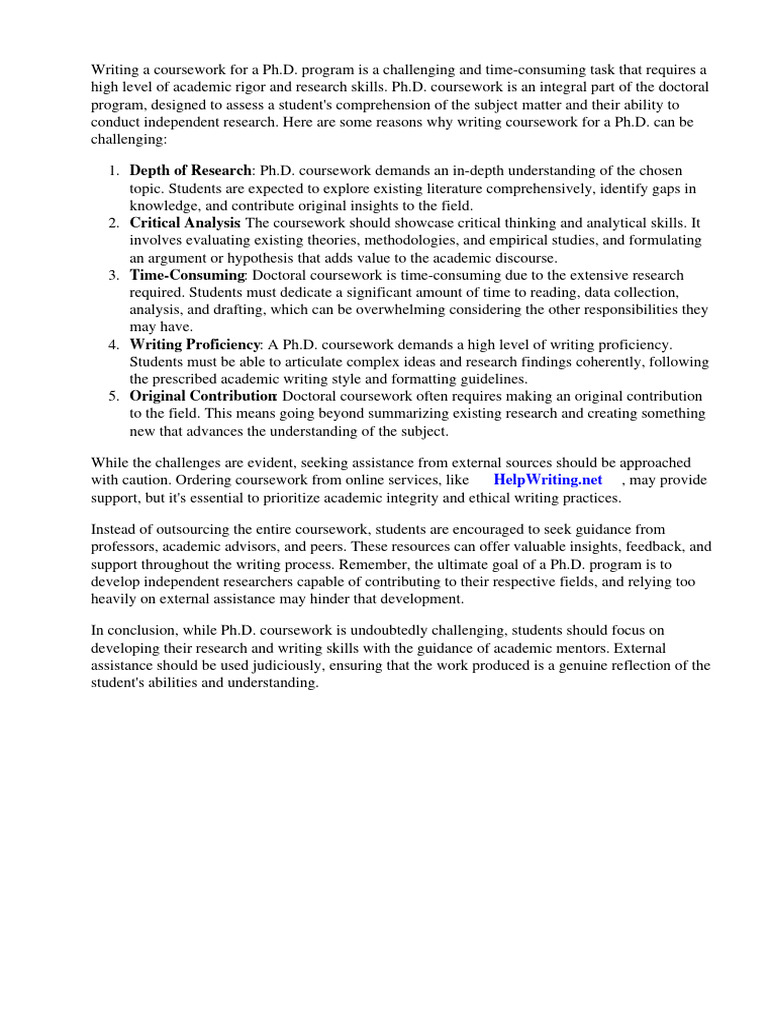 What Is Coursework in PHD | PDF | Thesis | Doctor Of Philosophy