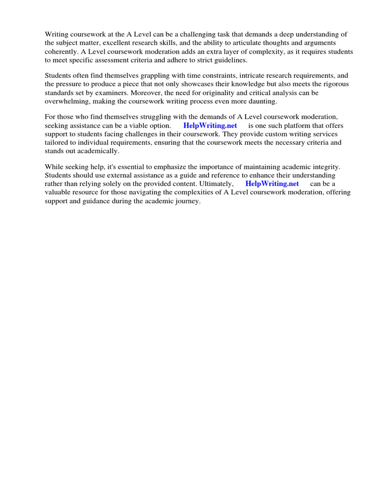 A Level Coursework Moderation | PDF | Gce Advanced Level (United ...