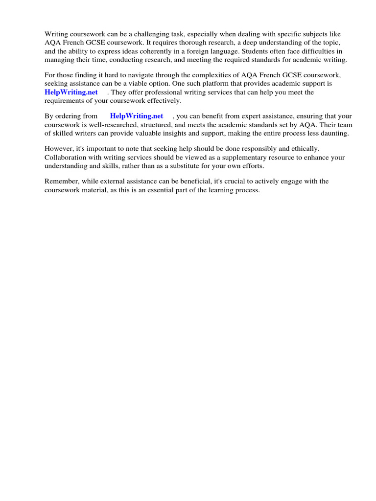 Aqa French Gcse Coursework | PDF | Facebook | Linked In