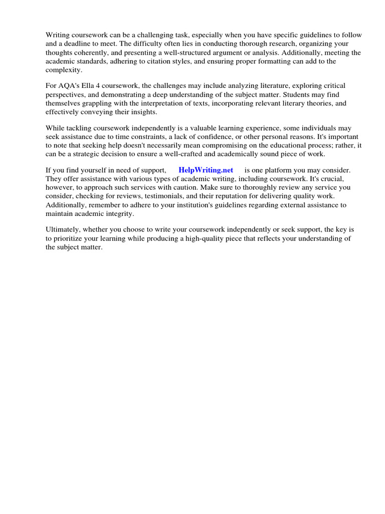 Ella 4 Coursework Aqa | PDF