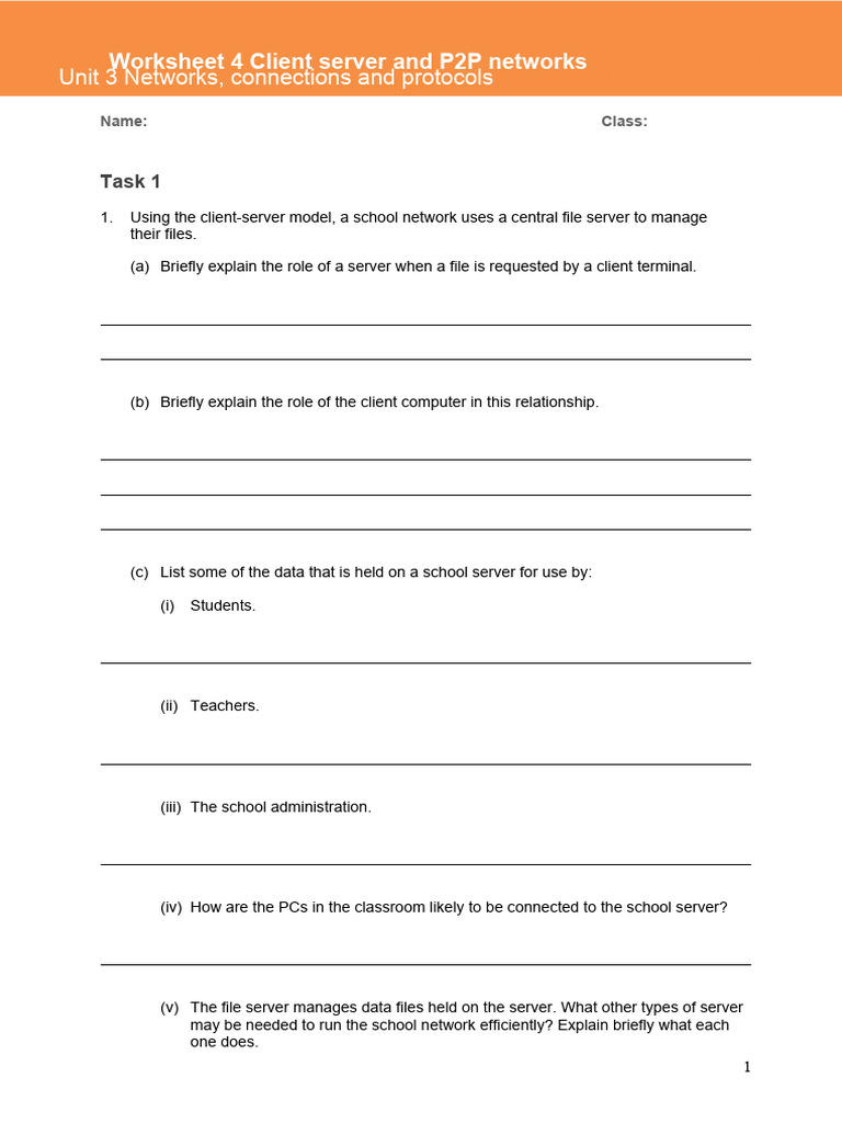 T4 Worksheet 4 | PDF | Client–Server Model | Peer To Peer