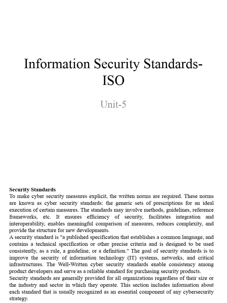 Information Security Standards-IsO Unit 5 | PDF | Computer Security ...