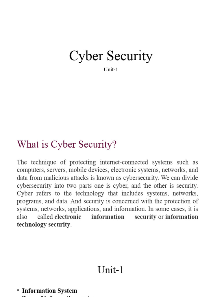 Unit 1 | Download Free PDF | Security | Computer Security