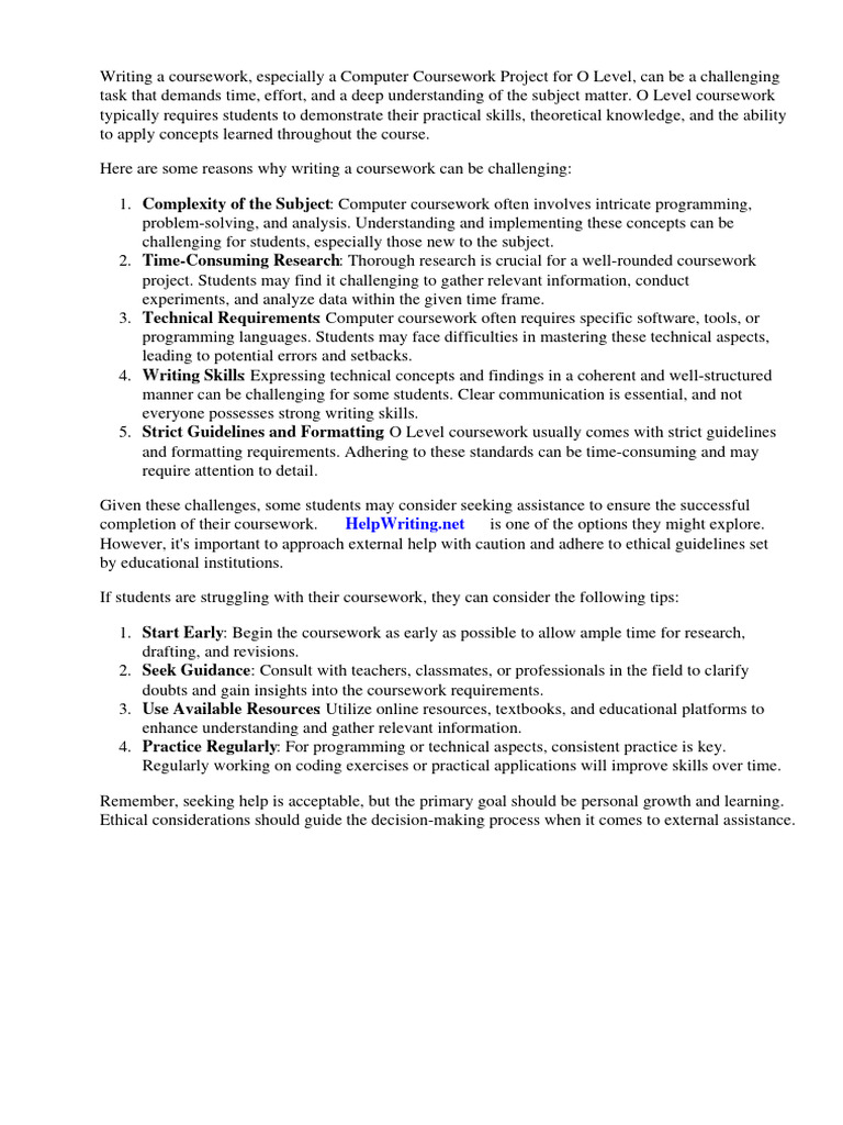 Computer Coursework Project For o Level | PDF