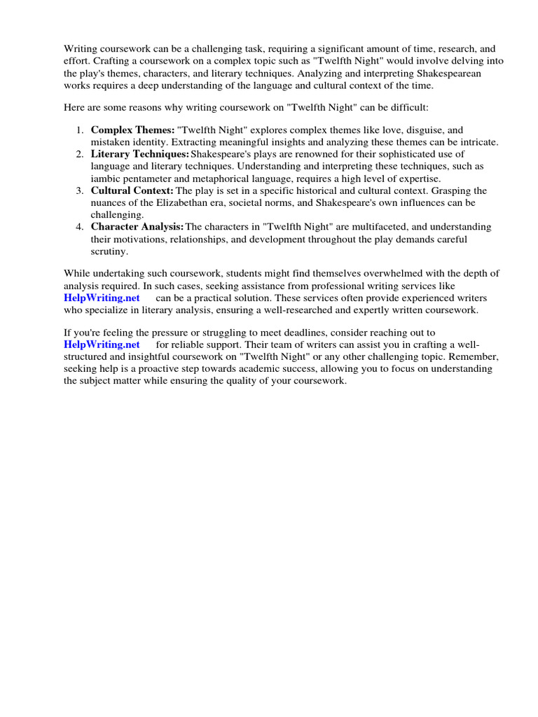 Challenges of Writing "Twelfth Night" Coursework | PDF | Biblical Magi ...