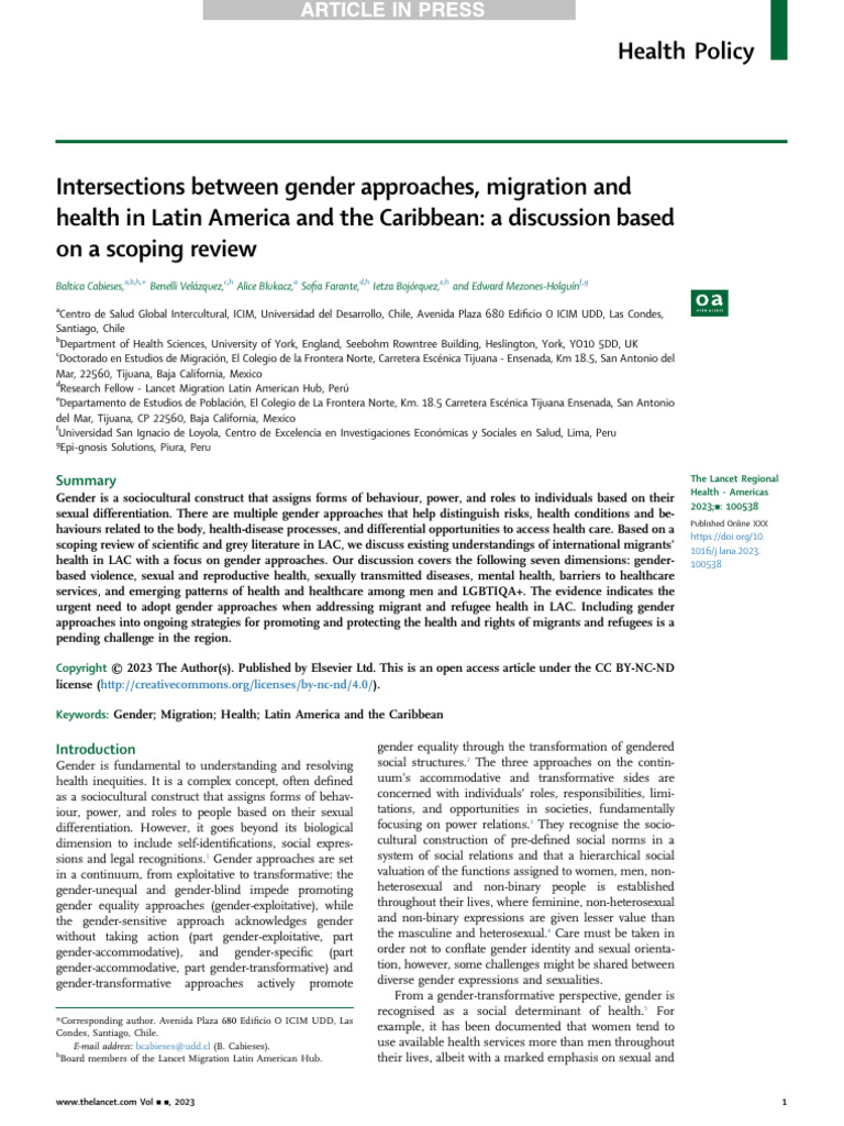 Intersections Between Gender Approaches, Migration | PDF | Immigration ...