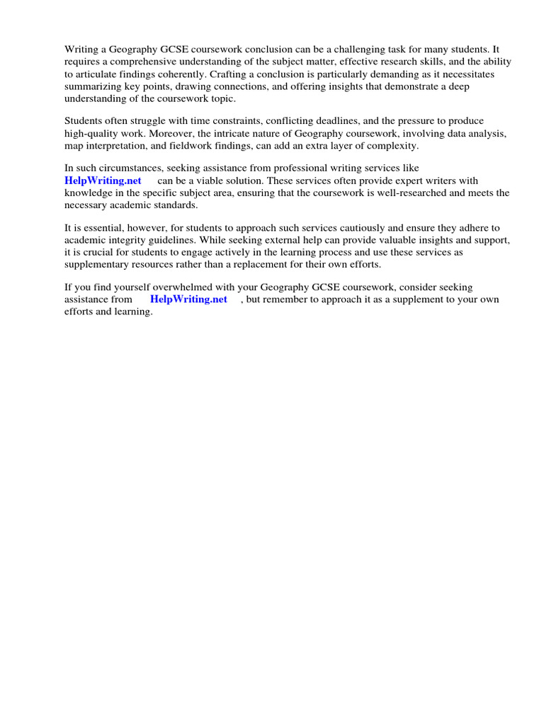 Geography Gcse Coursework Conclusion | PDF | River | Geography