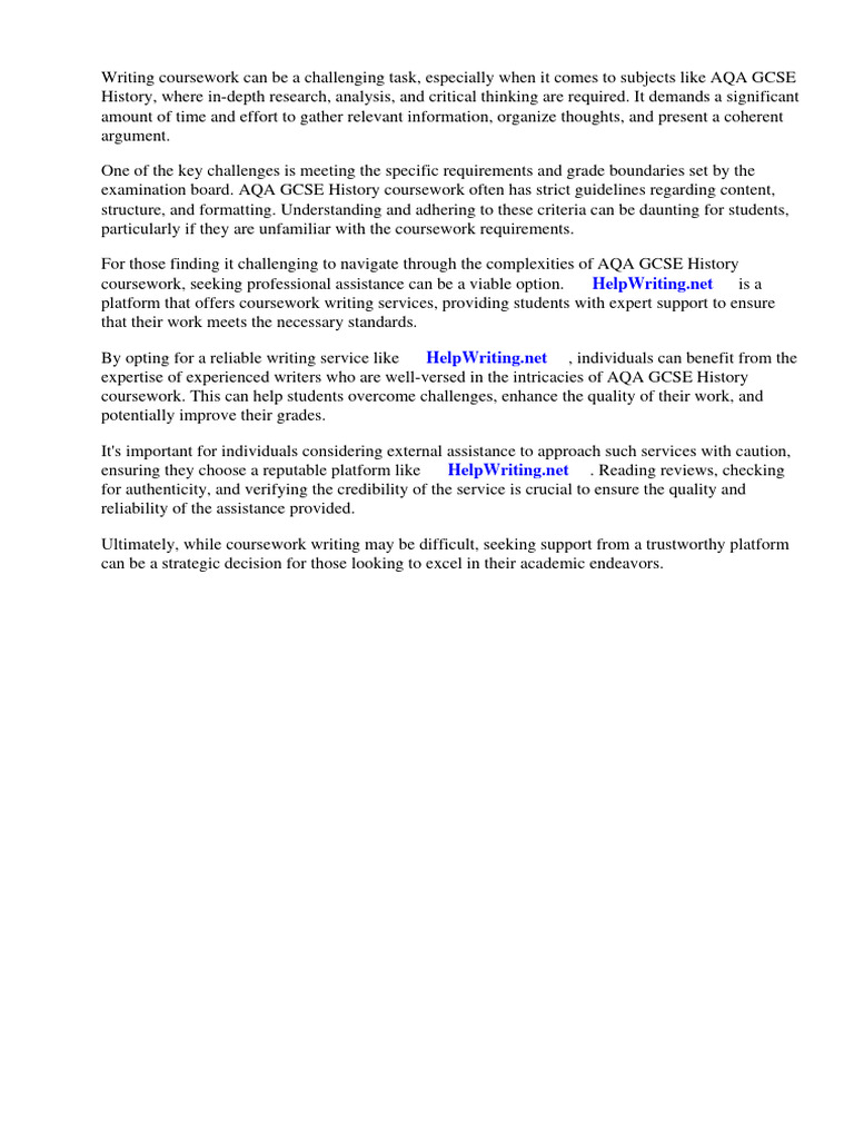 Aqa Gcse History Coursework Grade Boundaries | PDF