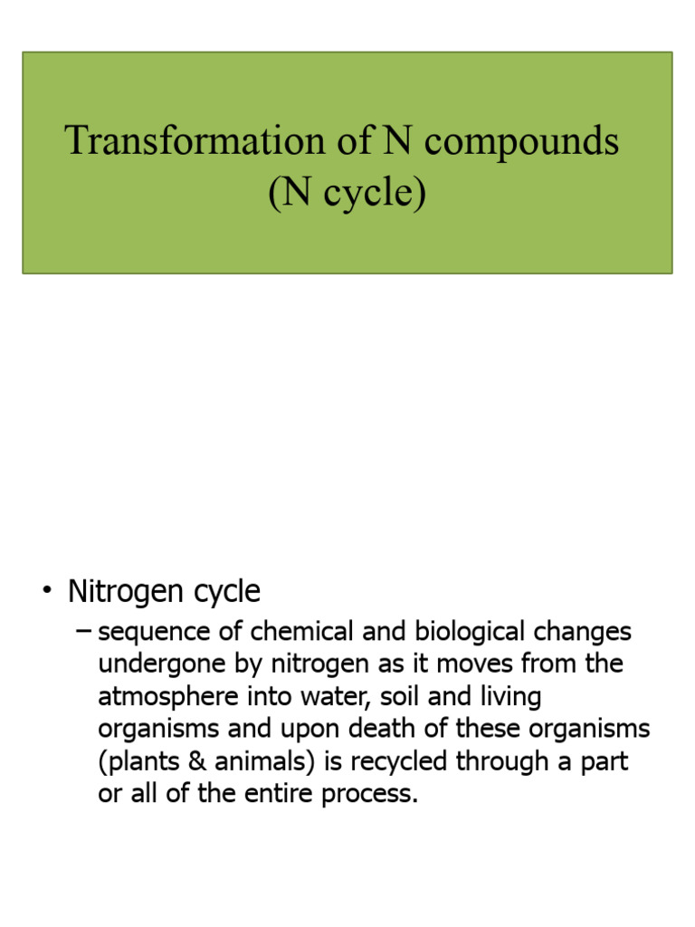 Transformation of N Compounds | PDF | Nitrogen | Environmental Science