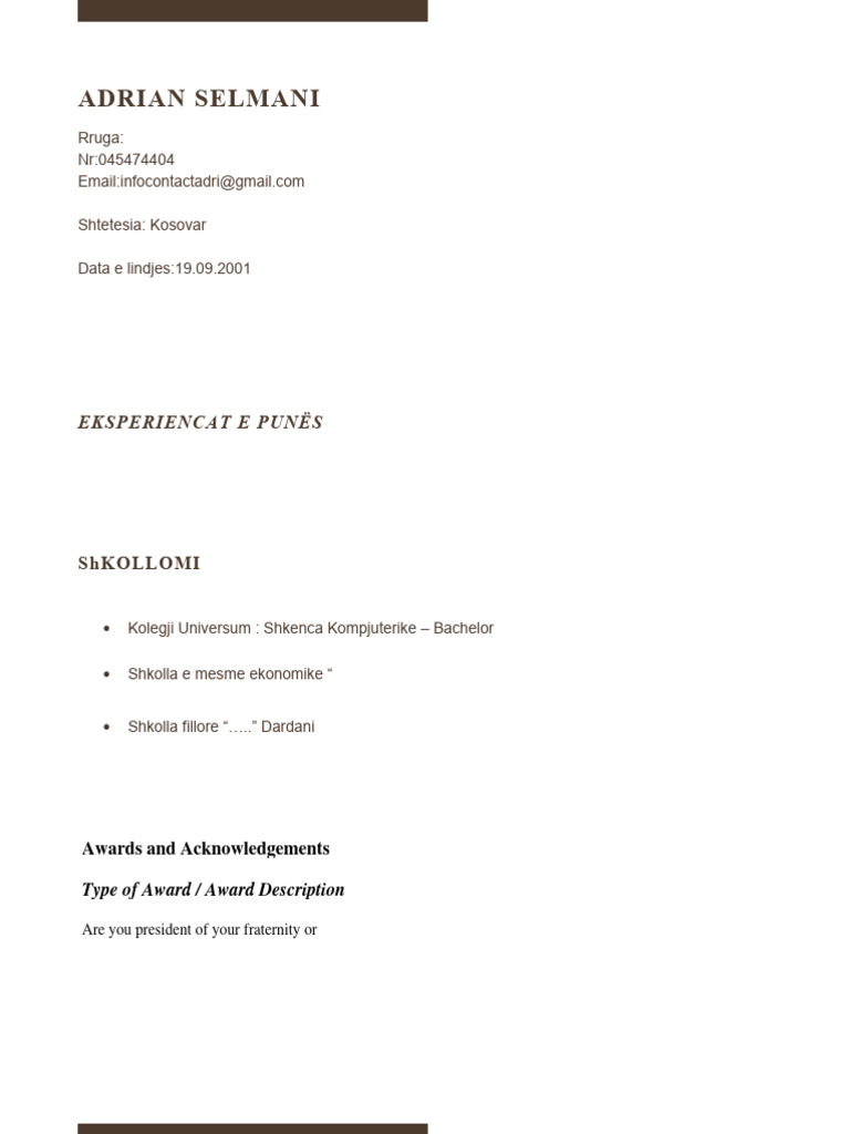 CV - Adrian Selmani | PDF