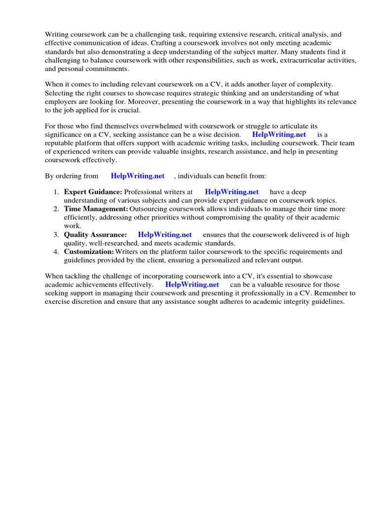 How To Include Relevant Coursework In Cv Pdf Résumé