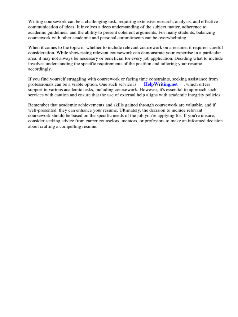 Should You Put Relevant Coursework On Your Resume | PDF | Résumé ...