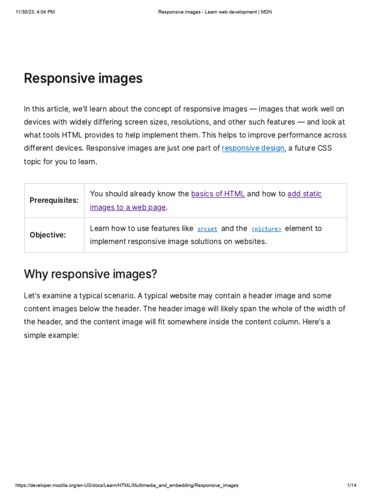 Responsive Images - Learn Web Development - MDN | PDF | World Wide Web ...