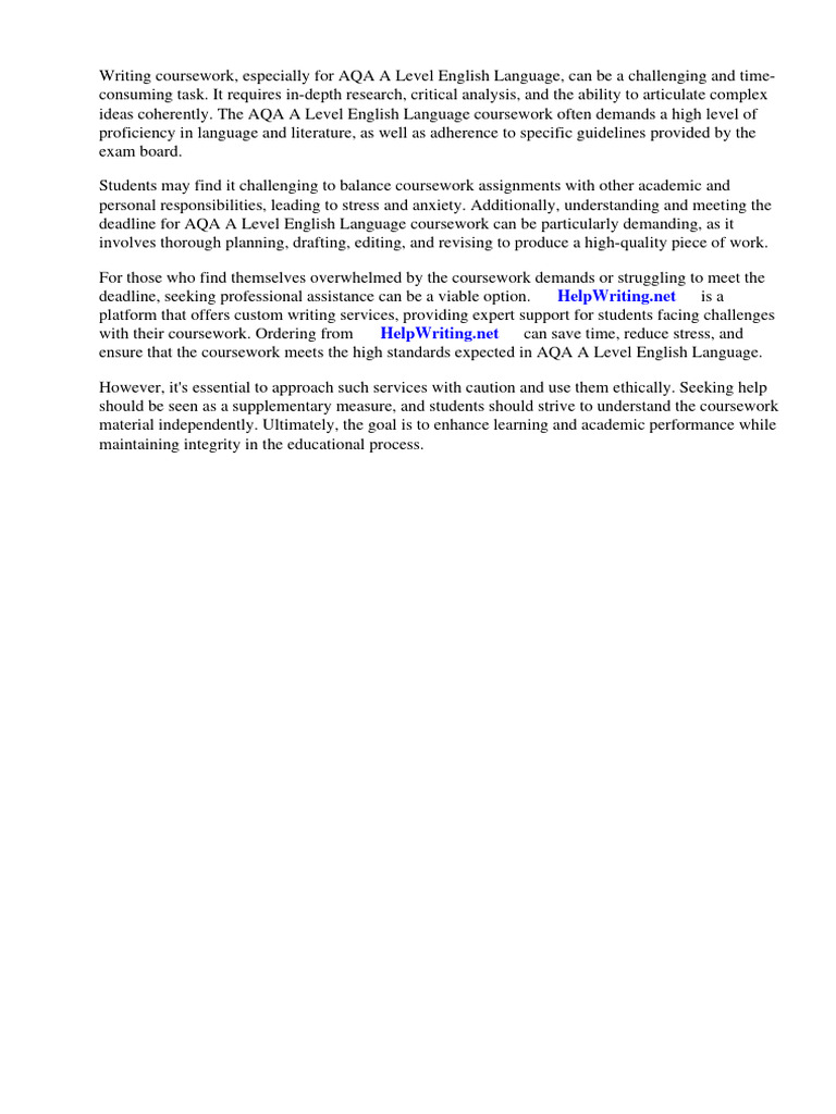 Aqa A Level English Language Coursework Deadline | PDF | Facebook