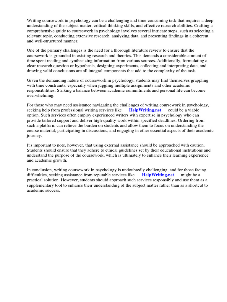 A Guide To Coursework in Psychology | PDF