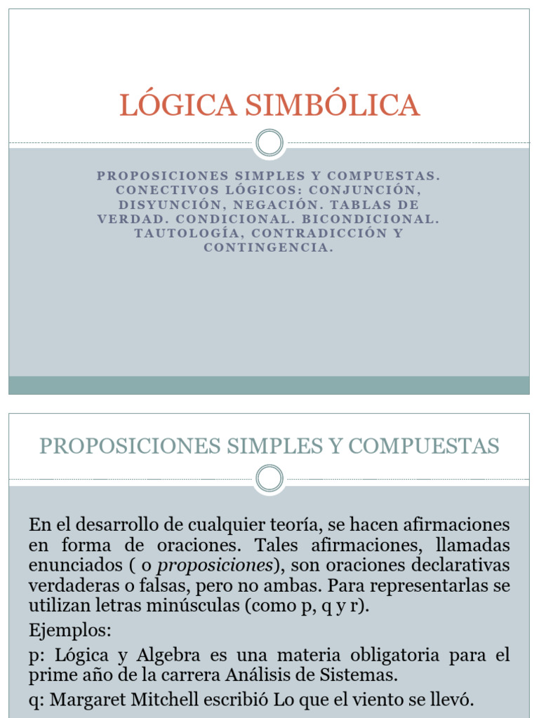Lógica Simbólica 1 2021 | PDF | Proposición | Lógica matemática