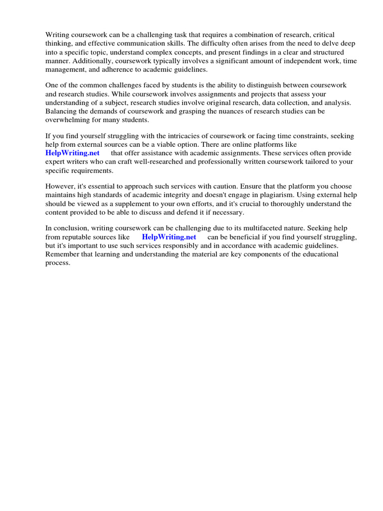 Difference Between Coursework and Research Studies | PDF