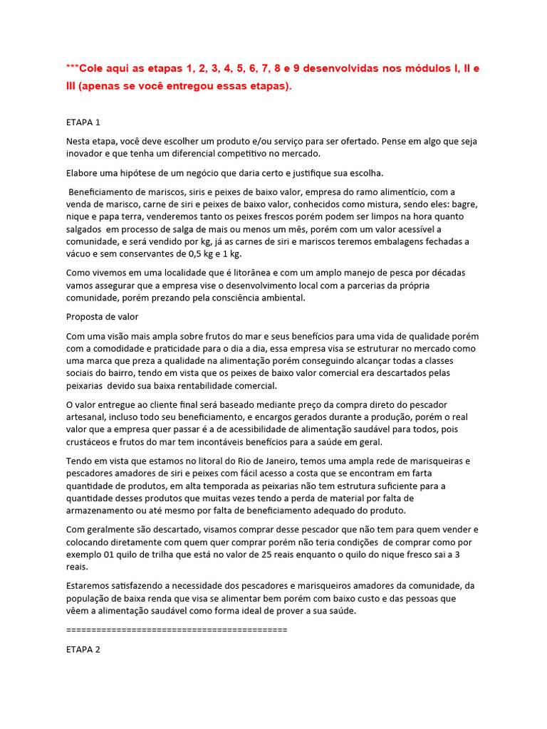 Projeto Integrador 4 - Luana Martins | PDF | Pesca | Mercado (economia)