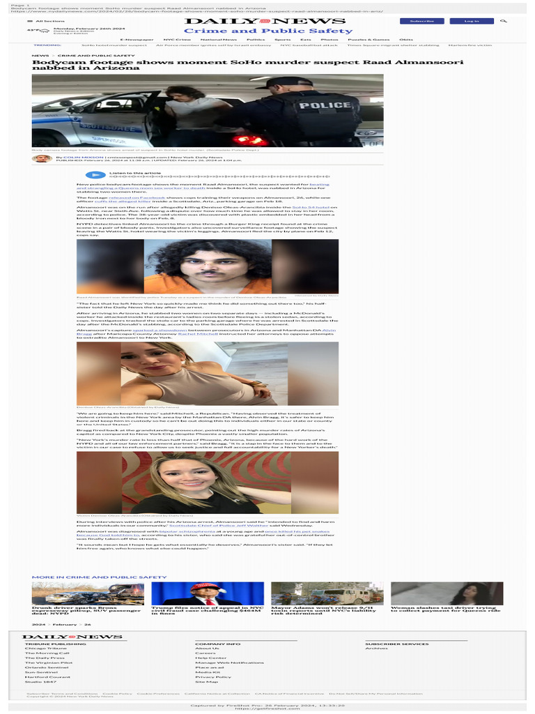 Bodycam Footage Shows Moment SoHo Murder Suspect Raad Almansoori Nabbed | PDF | New York City ...