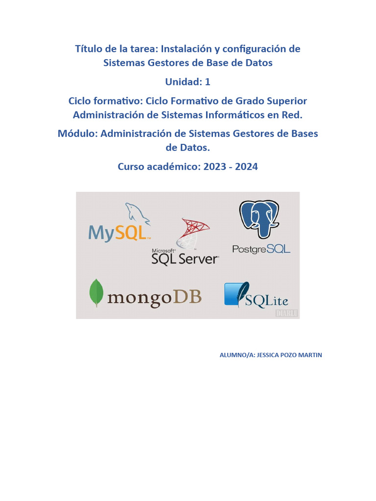 POZO MARTIN JESSICA ASGBD Tarea01 | PDF | SQL | Mi sql