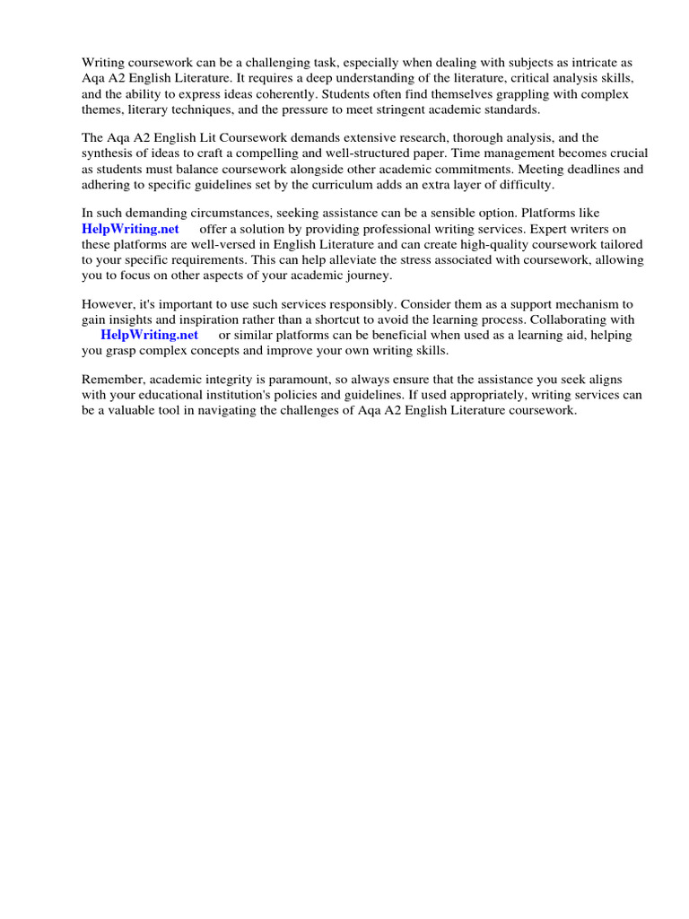 Aqa A2 English Lit Coursework | PDF | Facebook | Linked In