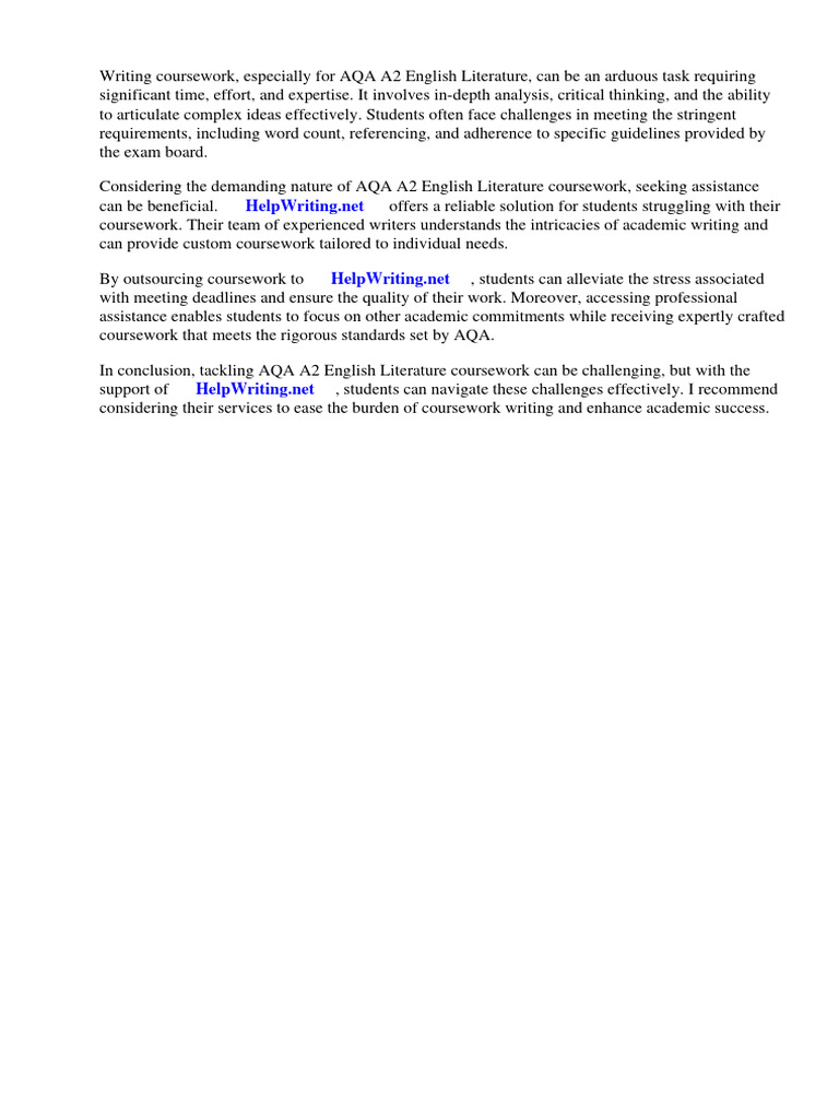 Aqa A2 English Literature Coursework Percentage | PDF | Career & Growth