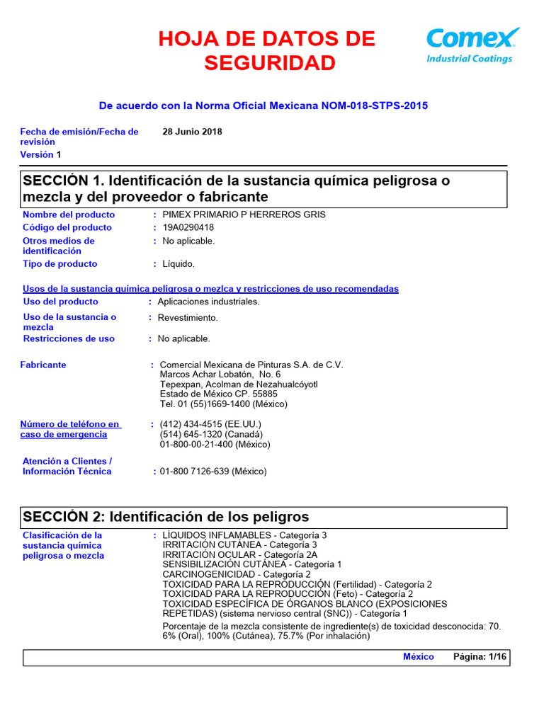 Hoja de Datos de Seguridad | PDF | Agua | Solvente