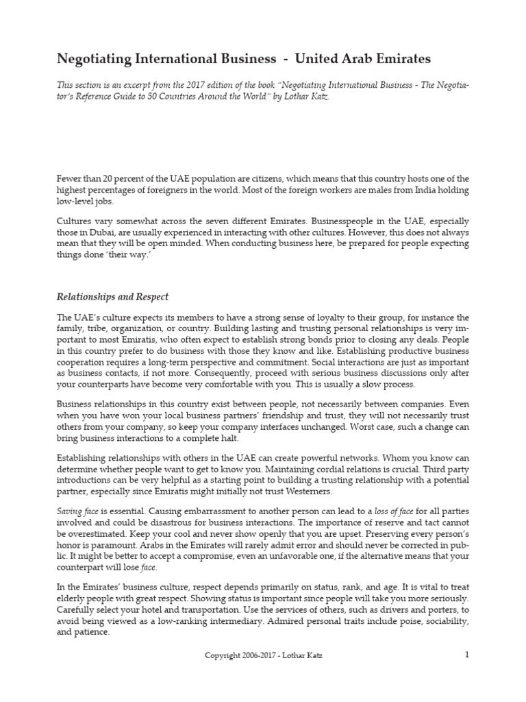 United Arab Emirates-Negociacion Style | PDF | Negotiation | Bargaining