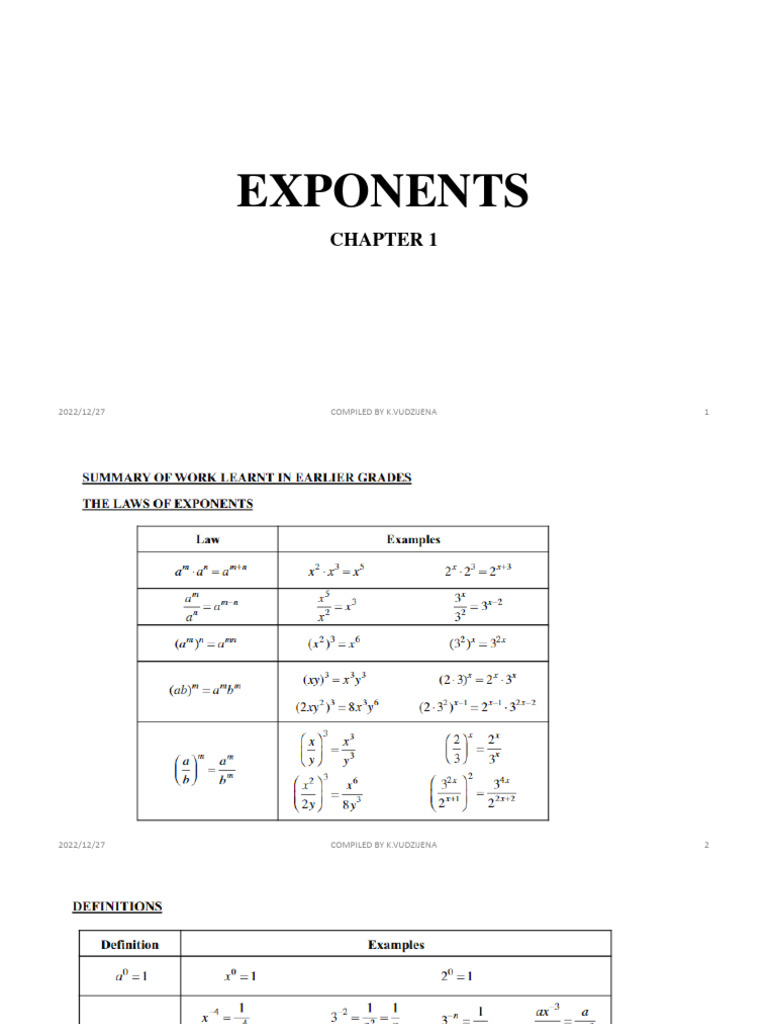 EXPONENTS | PDF