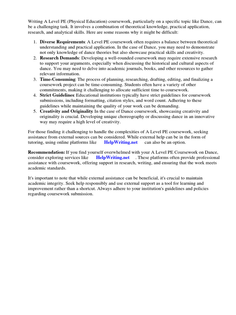 A Level Pe Coursework Dance | PDF | Physical Fitness | Creativity