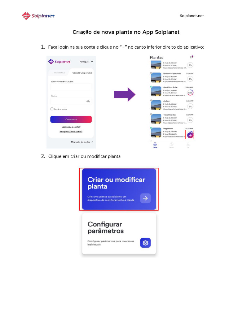 Criando Planta no App Solplanet | PDF | Aplicativo para celular | Código QR