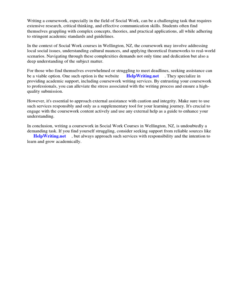 Social Work Courses Wellington NZ | PDF