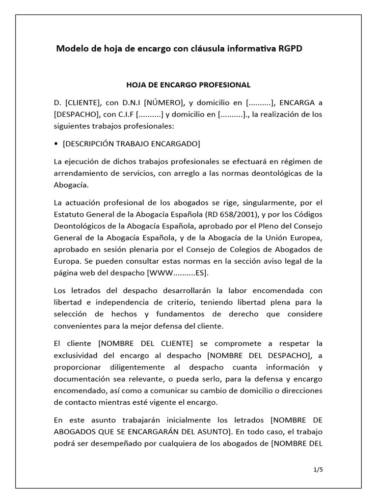 Modelo Hoja de Encargo | PDF | Gobierno | Justicia