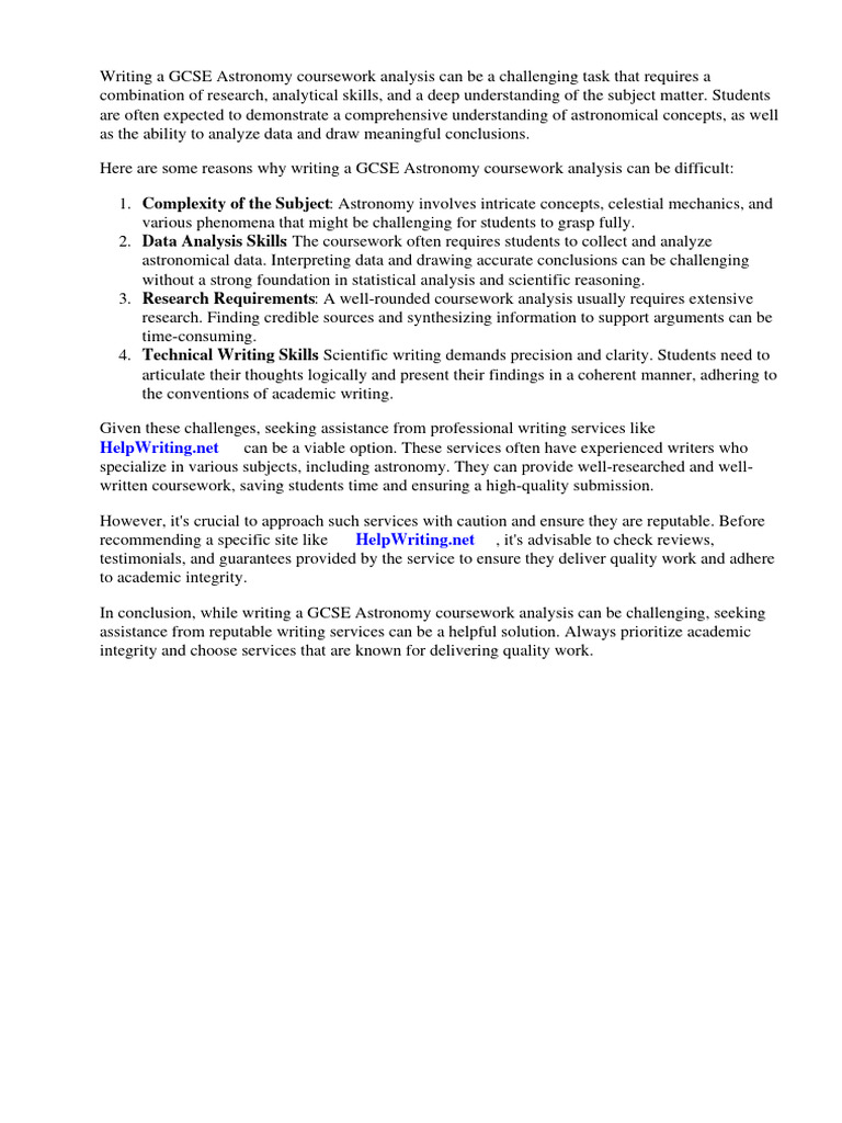 Gcse Astronomy Coursework Analysis | PDF | Astronomy | Analysis