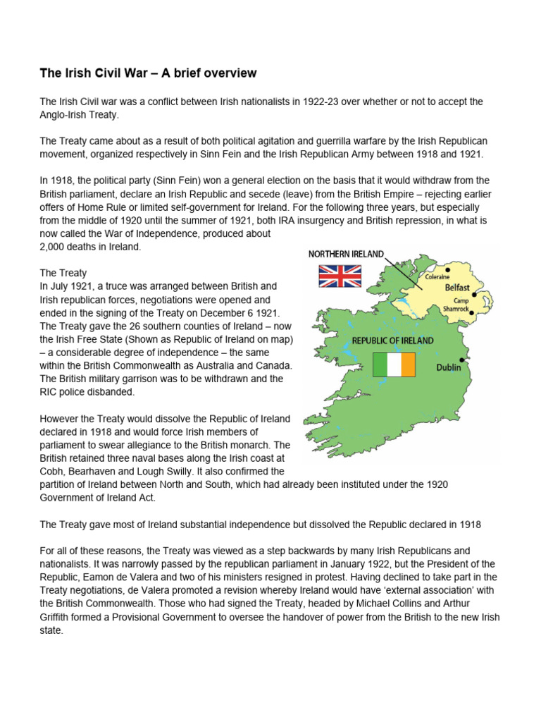 The Irish Civil War - A Brief Overview and Paragraph Questions | PDF ...