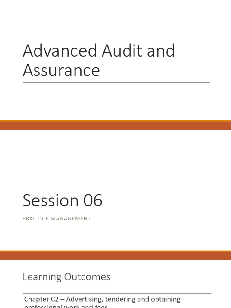 Advanced Audit and Assurance - Chapter 6 - Practice Management | PDF ...