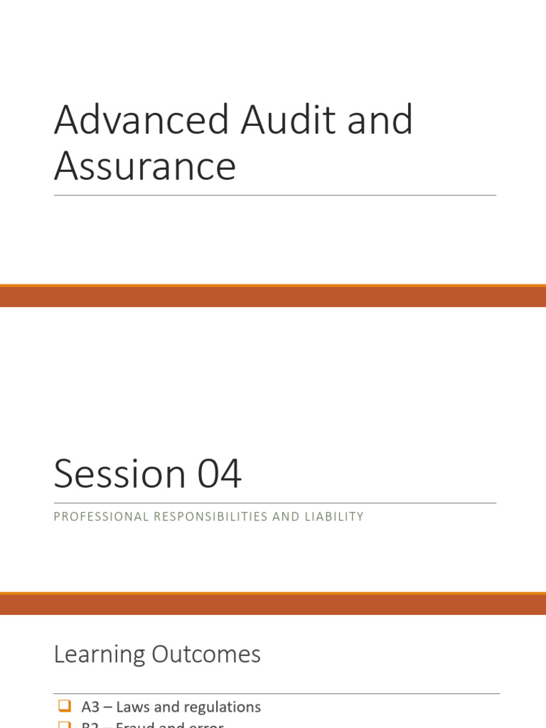 Advanced Audit and Assurance - Chapter 4 - Professional ...