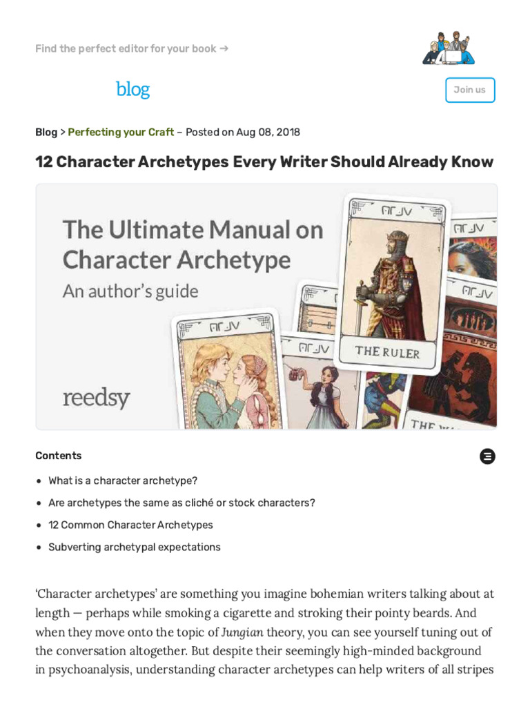 12 Character Archetypes Every Writer Should Already Know | PDF