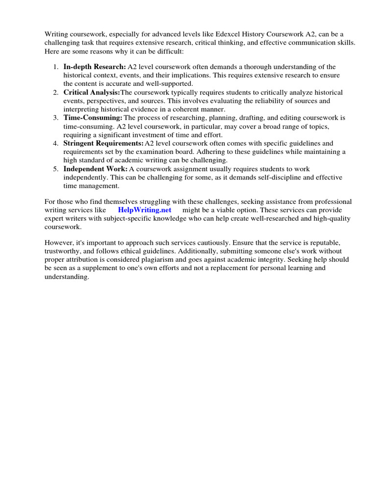 Edexcel History Coursework A2 | PDF | Critical Thinking | Gce Advanced ...