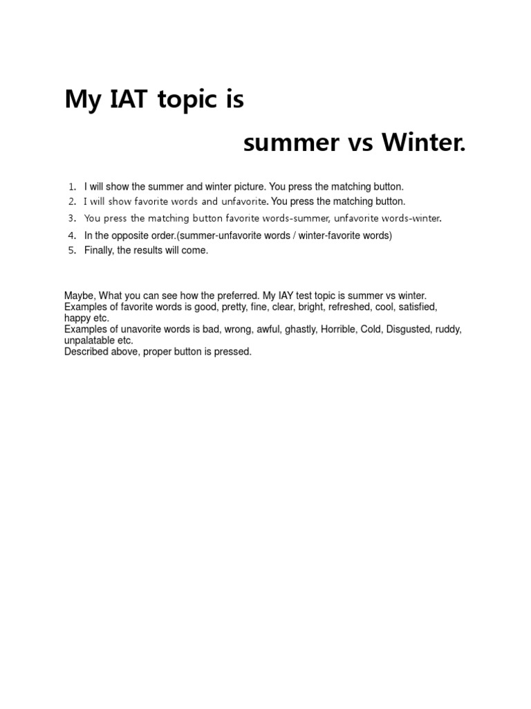 My IAT Test | PDF | Wellness