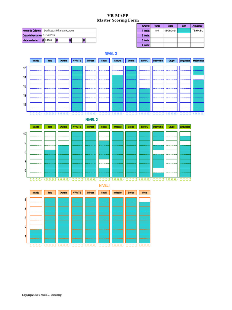 Modelo Registro Excel Vb Mapp | PDF | Neurociência | Psicologia