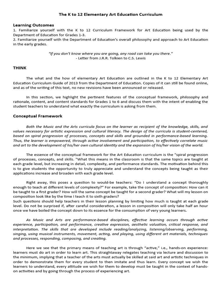 GEN EDUC 34 Teaching Visual Arts in Elementary Grades Unit 1 C | PDF ...