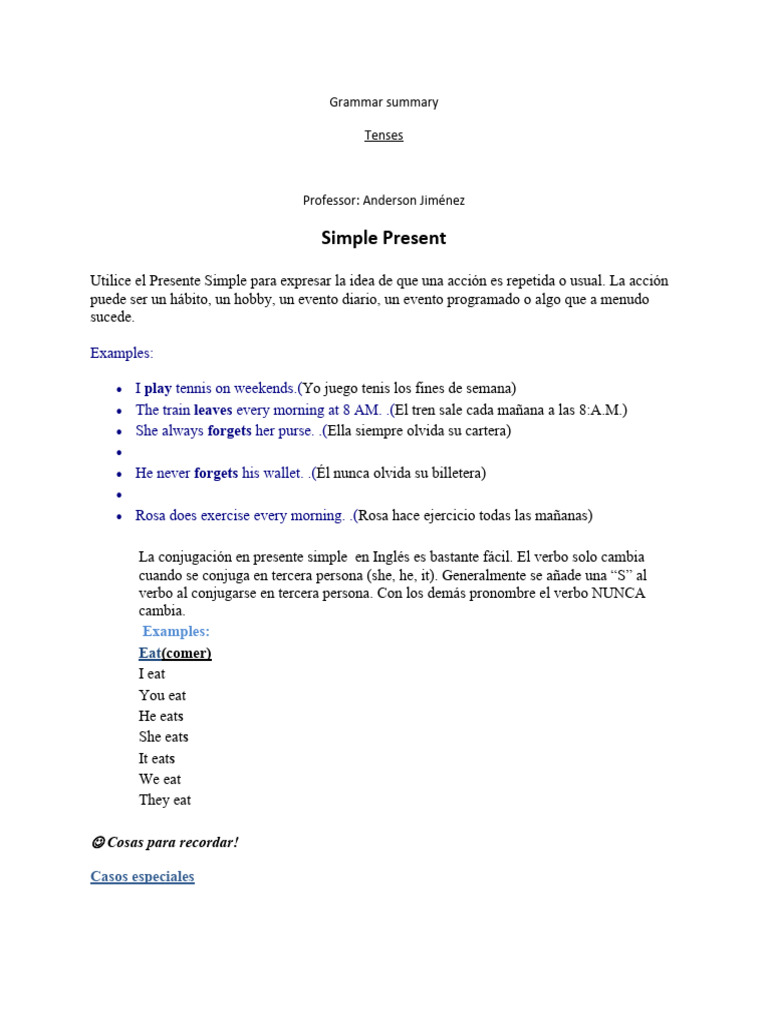 Simple Present | PDF | Linguistics | Grammar