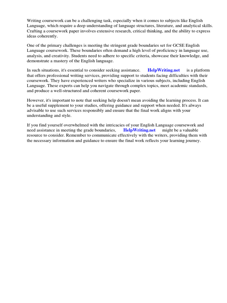 GCSE English Coursework Help | PDF | Student Assessment And Evaluation ...