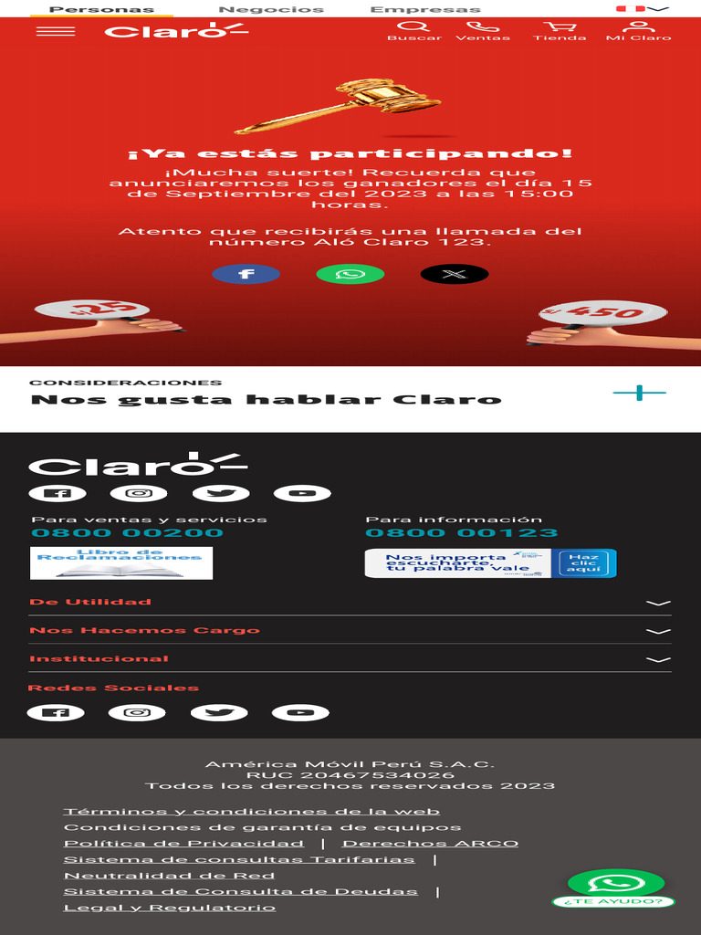 Antisubasta de Celulares Claro Claro Perú | PDF