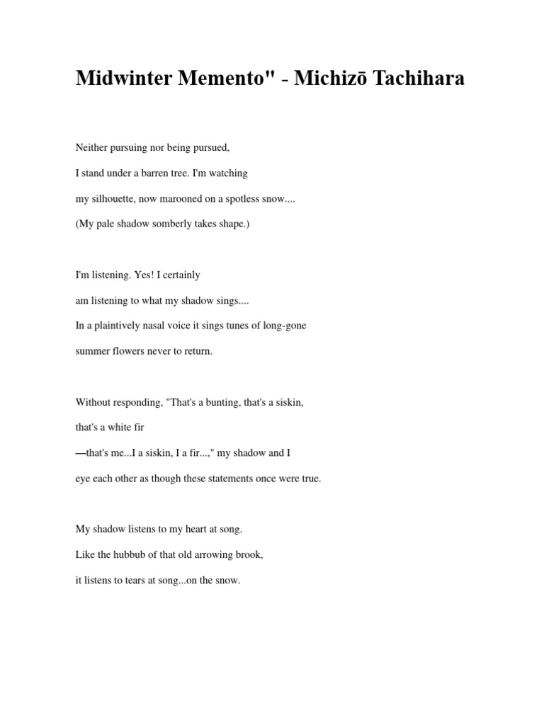 Midwinter Memento by Tachihara Michizou | PDF